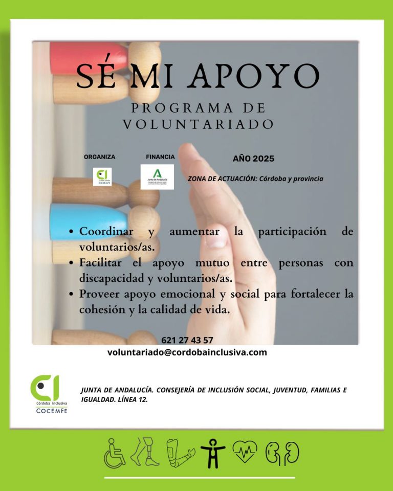 Sé mi apoyo – Programa de voluntariado – Córdoba Inclusiva COCEMFE